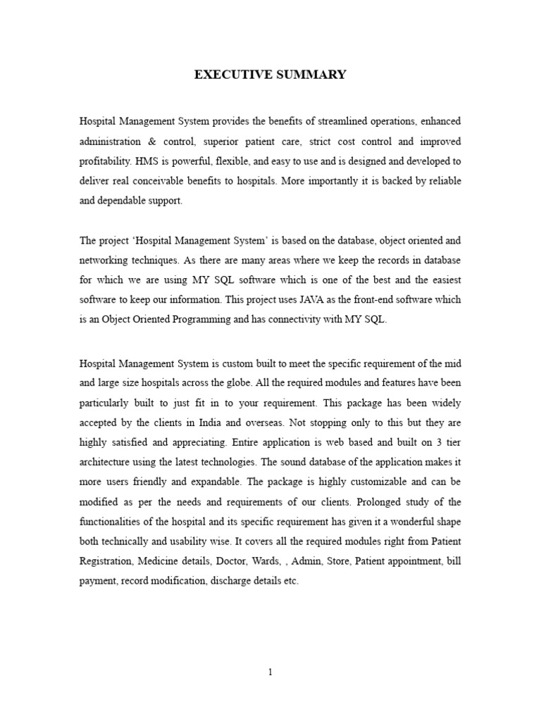 Hospital Management System Project Full Report | PDF | Databases ...