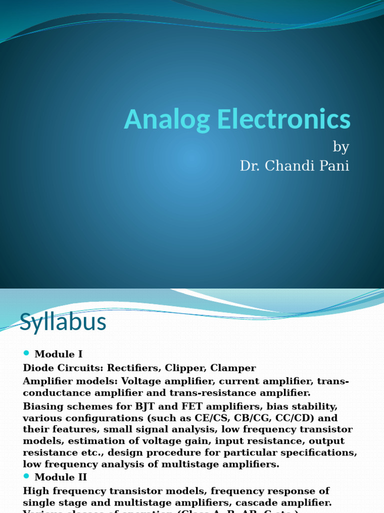 Analog Electronics | PDF | Amplifier | Rectifier