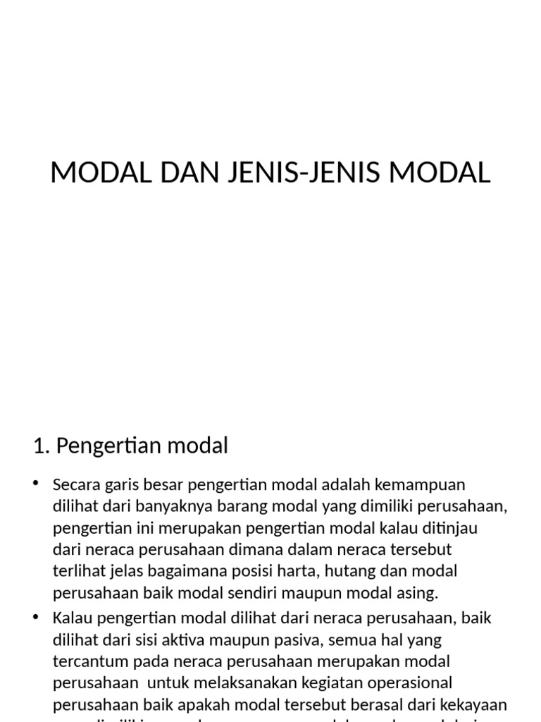 4.. Modal Dan Jenis-Jenis Modal - pptx2014 | PDF