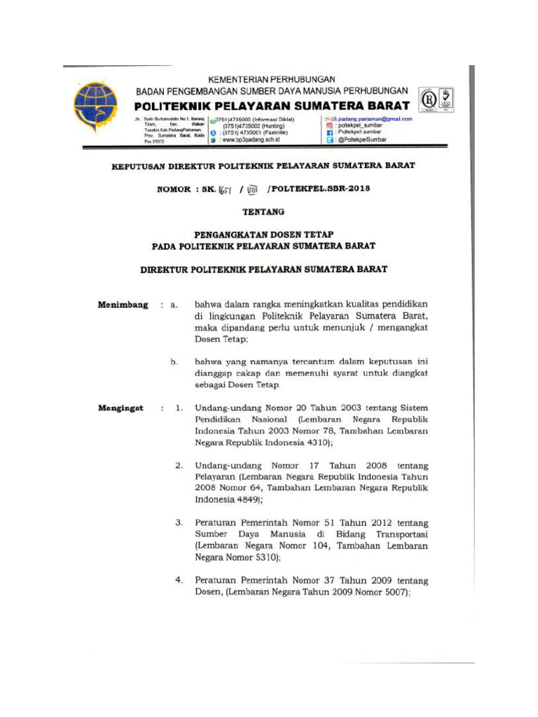 SK Dosen Tetap | PDF