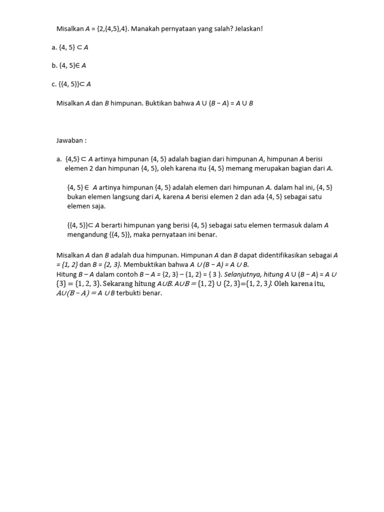 DISKUSI 1 PENGANTAR MATEMATIKA | PDF