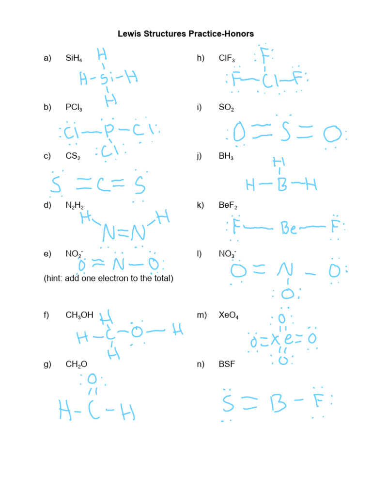 Lewis Structures Practice-preap | PDF