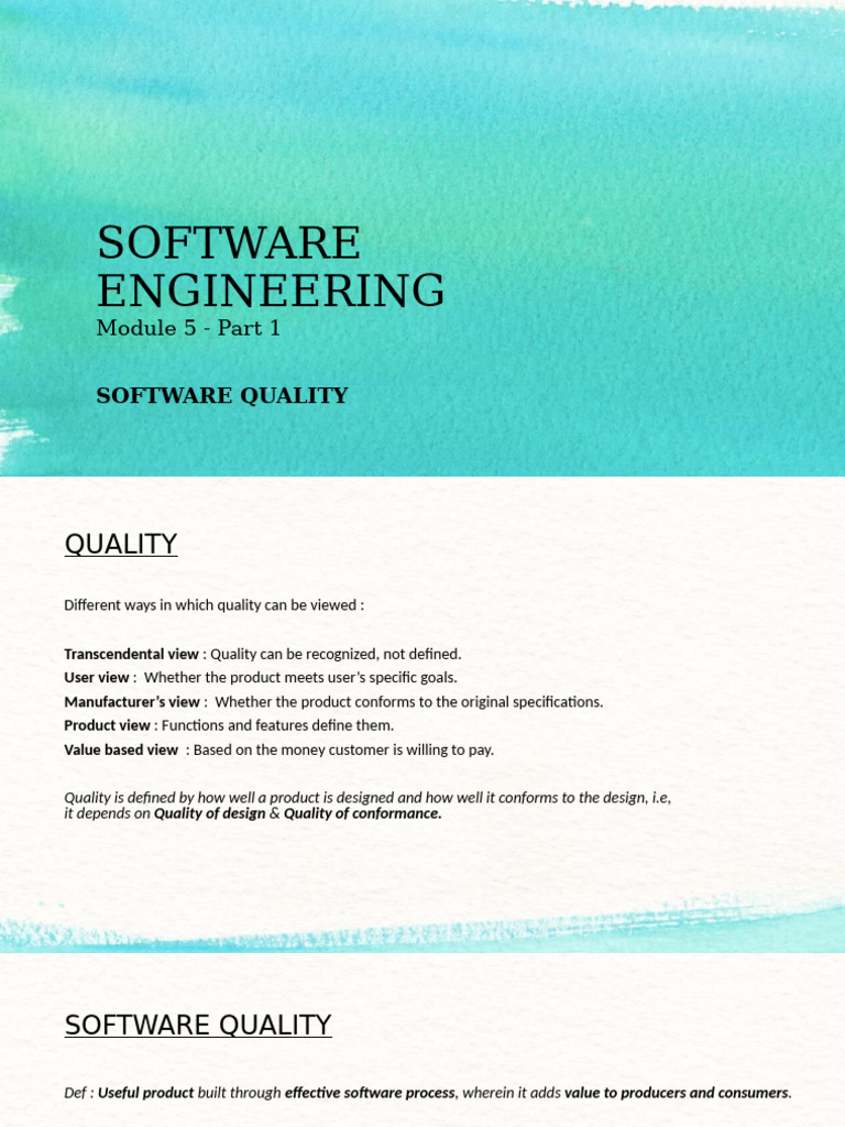 SE 5 1 SoftwareQuality | PDF | Software Quality | Software Bug