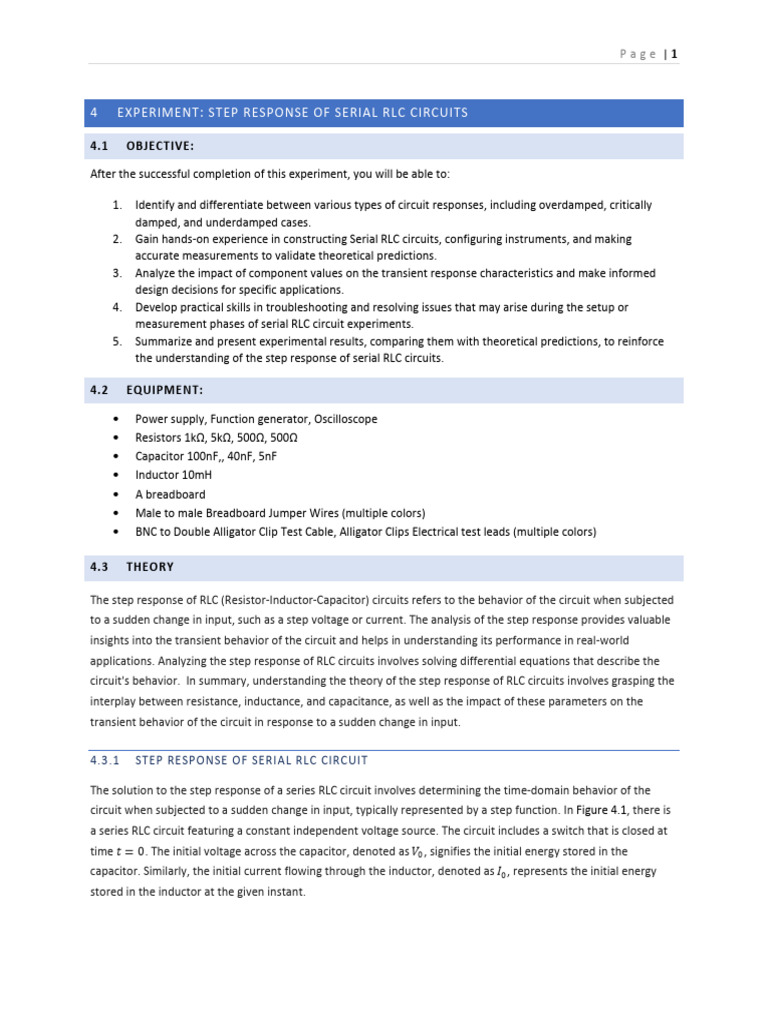 Experiment 4-2-1 | PDF | Electrical Network | Capacitor