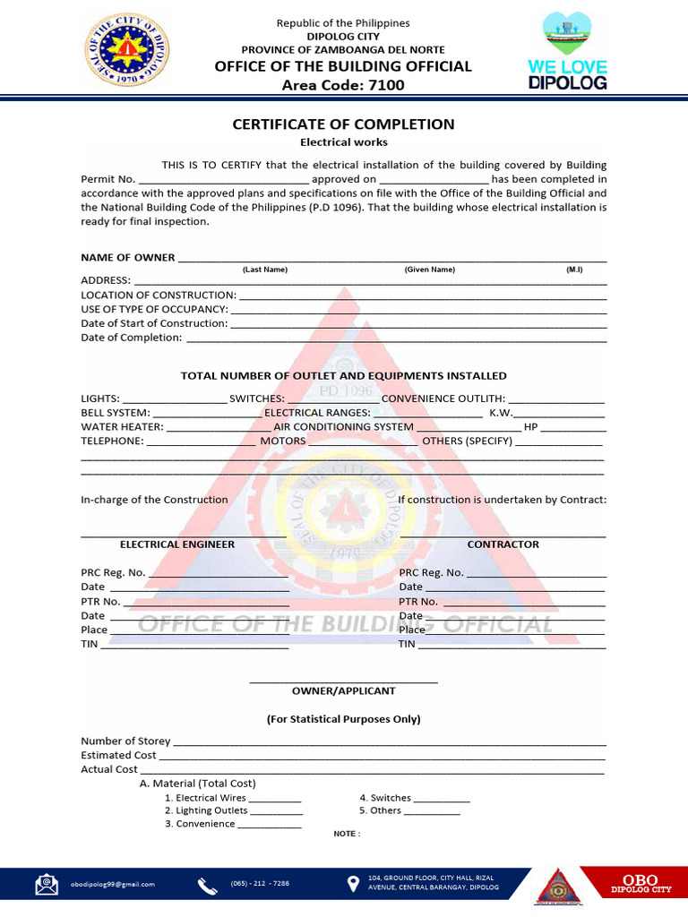 CERTIFICATE-OF-COMPLETION-ELECTRICAL-WORKS_ | PDF