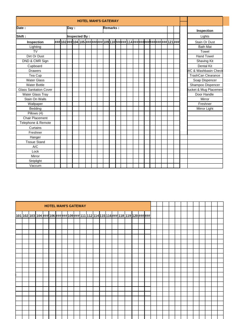 1St Floor Room Inspection List | PDF