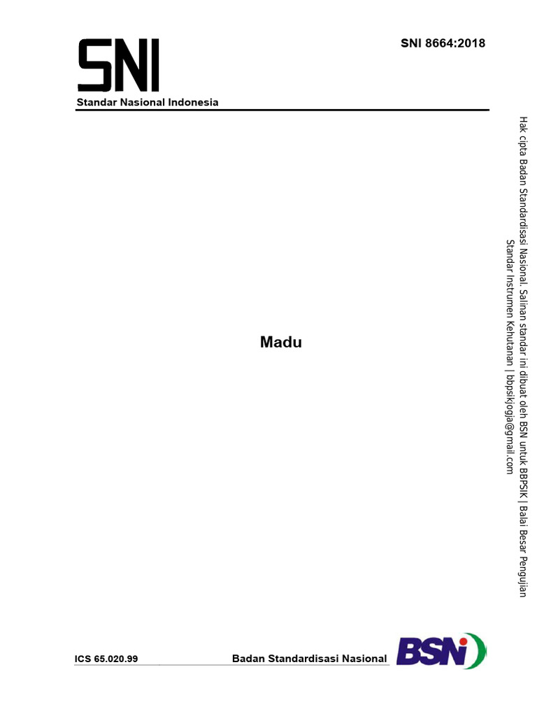 SNI 8664 2018 - Madu | PDF