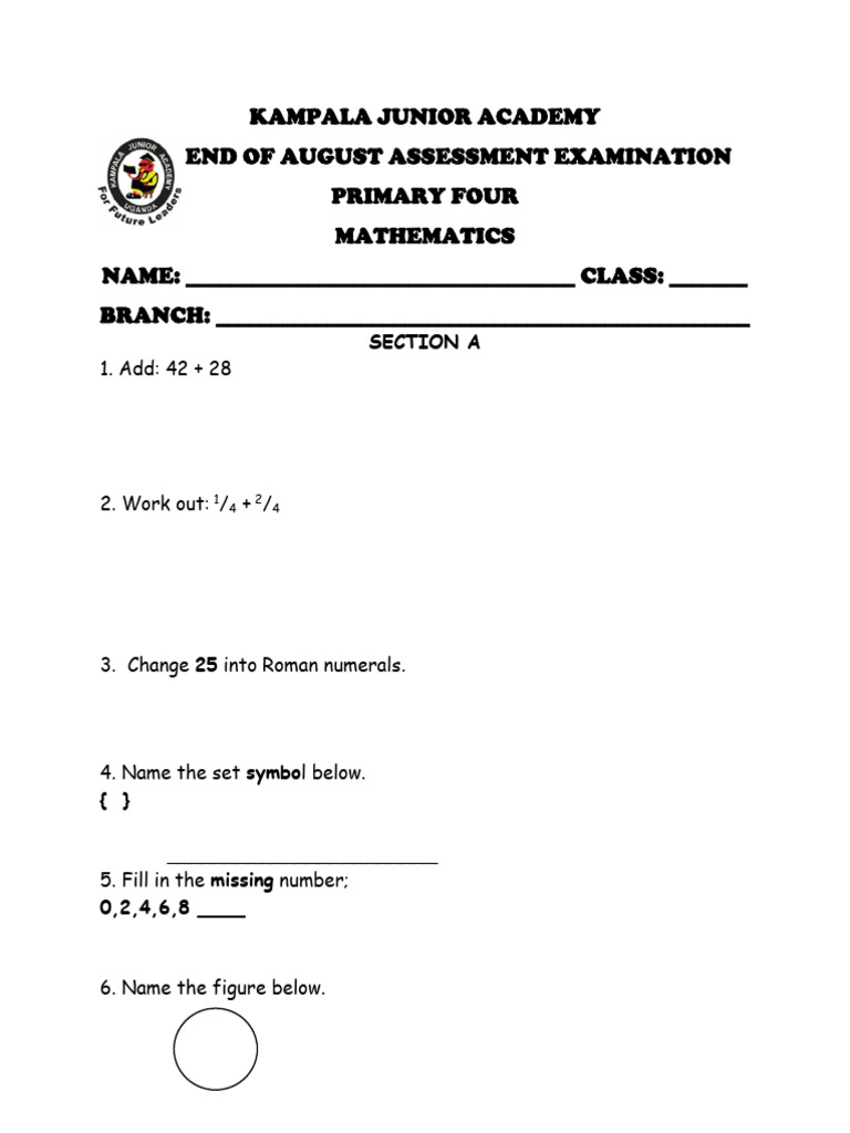 P4 Mathematics Assessment Paper | PDF