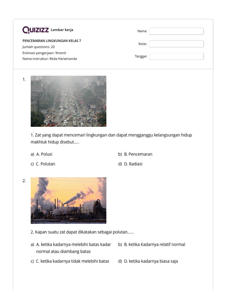 PENCEMARAN LINGKUNGAN KELAS 7 | PDF