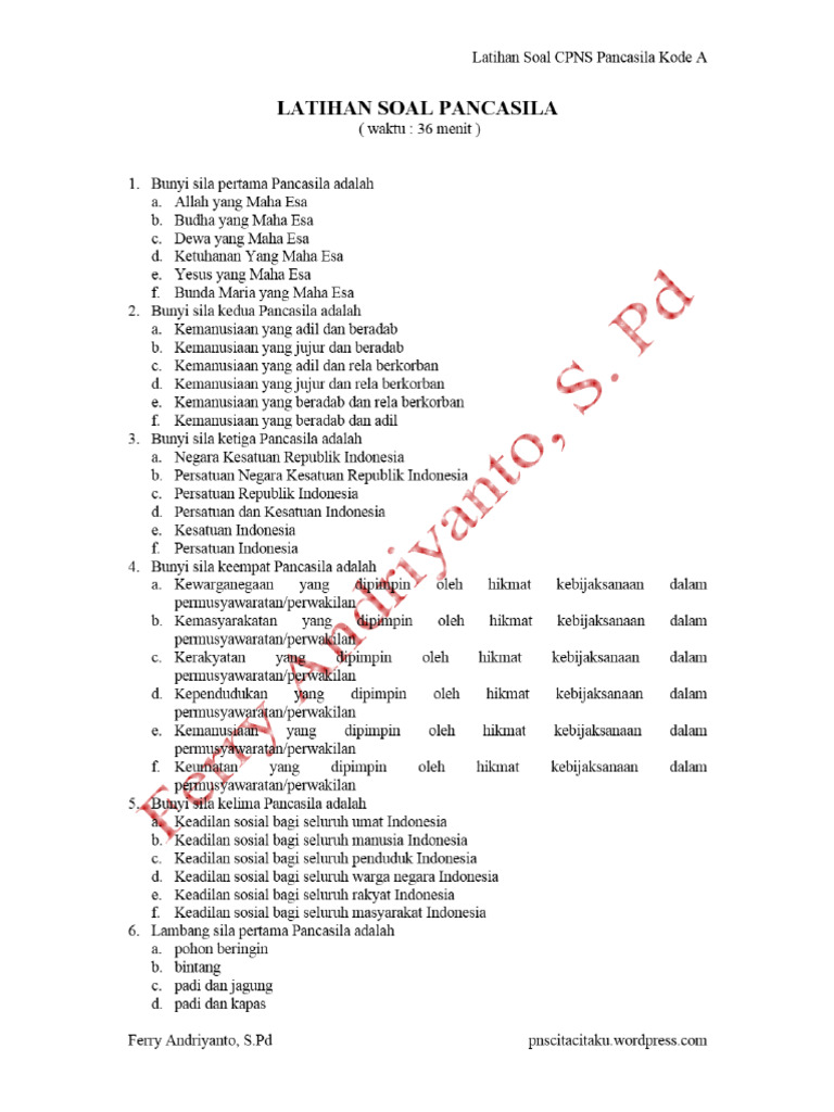 Latihan Soal Pancasila | PDF