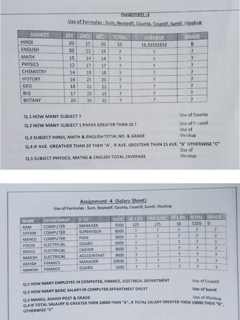 Excel Question | PDF