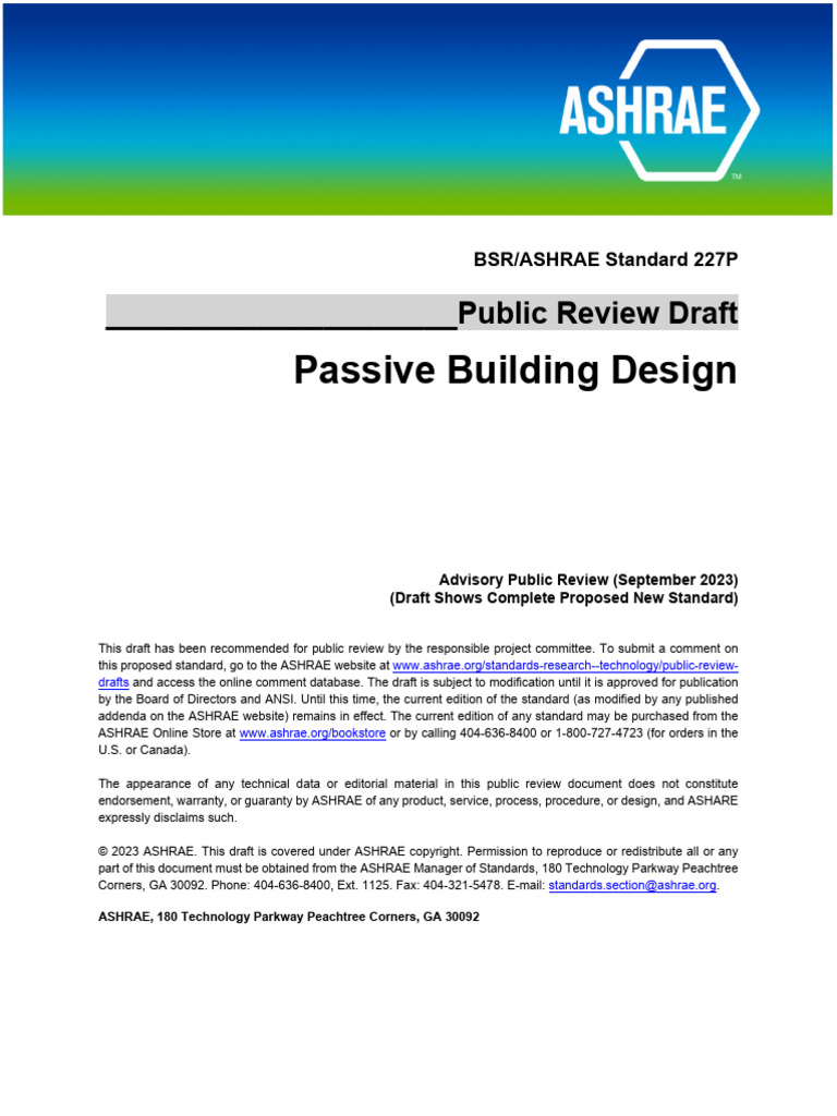 ASHRAE 227P - Passive Building Design | PDF | Ventilation (Architecture) | Electromechanical ...