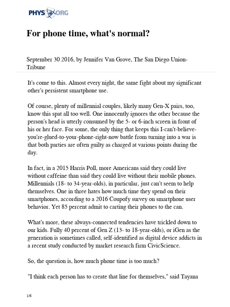 2016-09-for-phone-time-what-normal | PDF | Adolescence | Behavioural ...