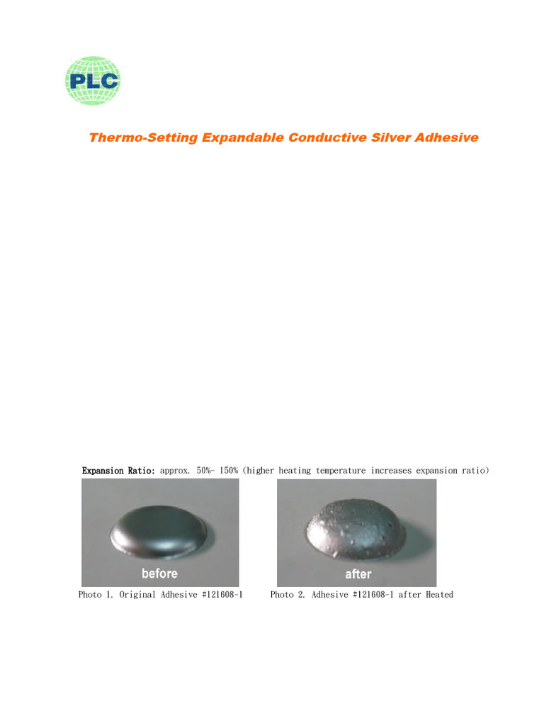 Thermo-Setting Expandable Silver Adhesive#121608-1 | PDF | Adhesive ...