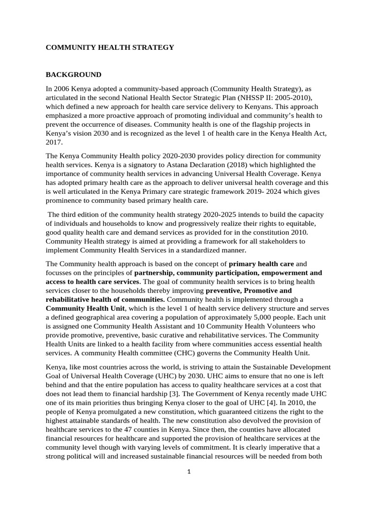 Community Health Strategy Background | PDF | Preventive Healthcare ...