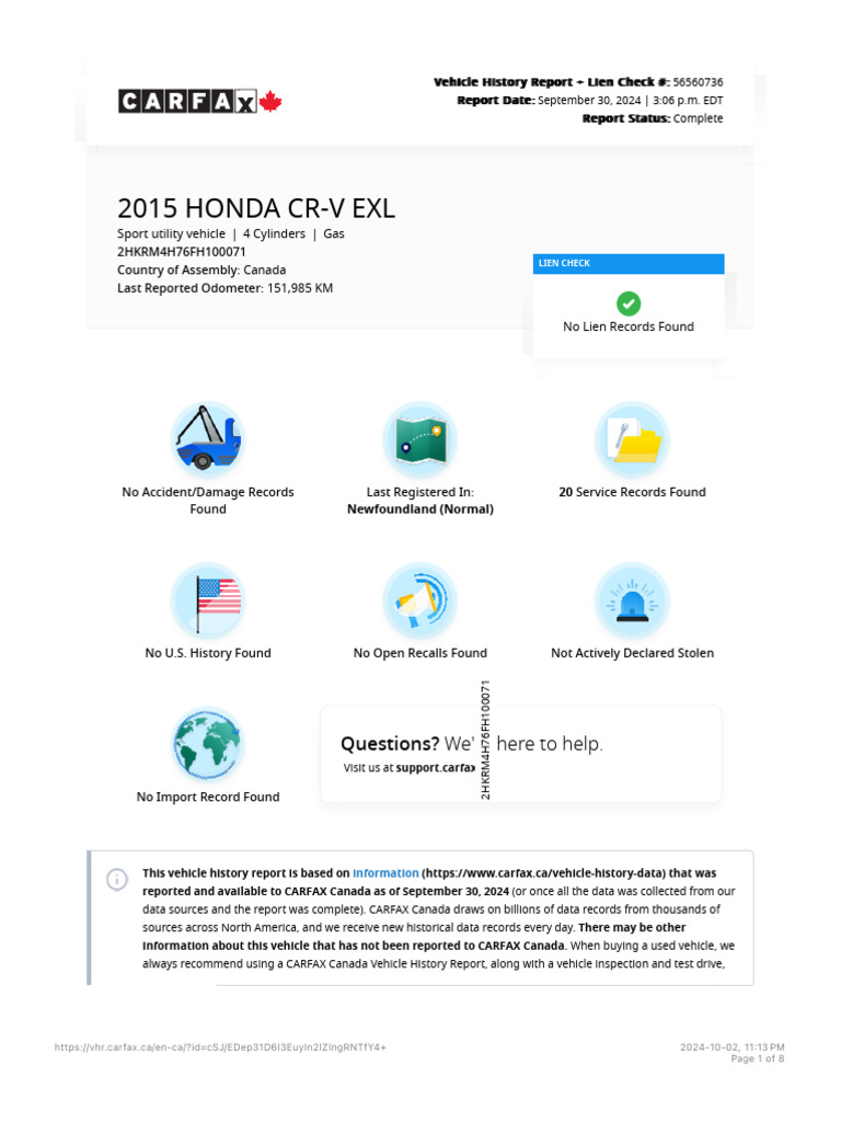 CARFAX Canada Vehicle History Reports | PDF | Vehicles | Used Car