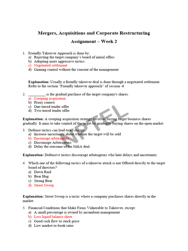 NOC24 MG39 Rerun Assignment 2 | PDF | Takeover | Leveraged Buyout