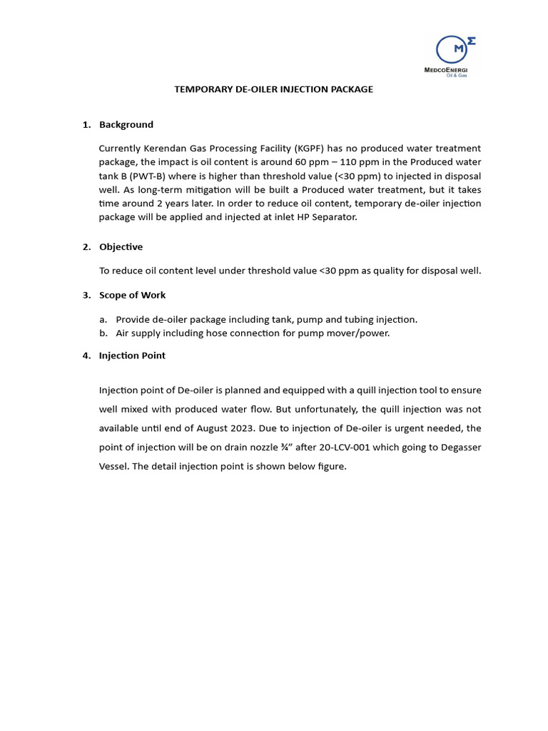 Description of Temporary DeOiler Facility | PDF | Hydrocarbons ...