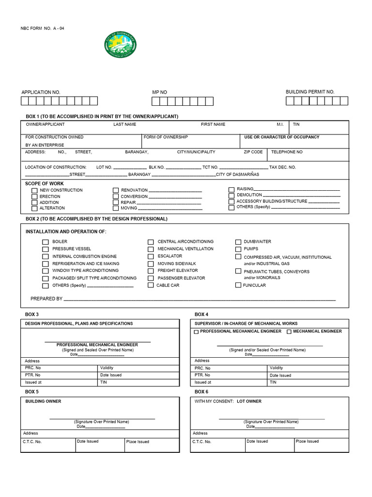 Mechanical Permit (FRONT) | PDF | Elevator | Mechanical Engineering