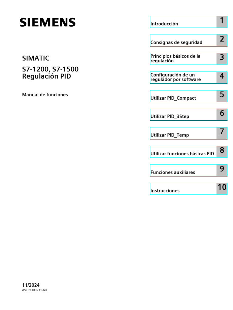 s71500 Pid Control Function Manual Es-ES Es-ES | PDF | Software | Optimización Matemática