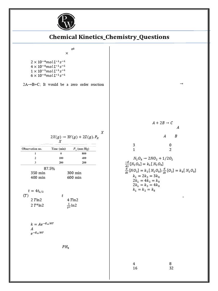 Chemical Kinetics Questions Chemistry Nitesh Sir Final | PDF | Reaction ...