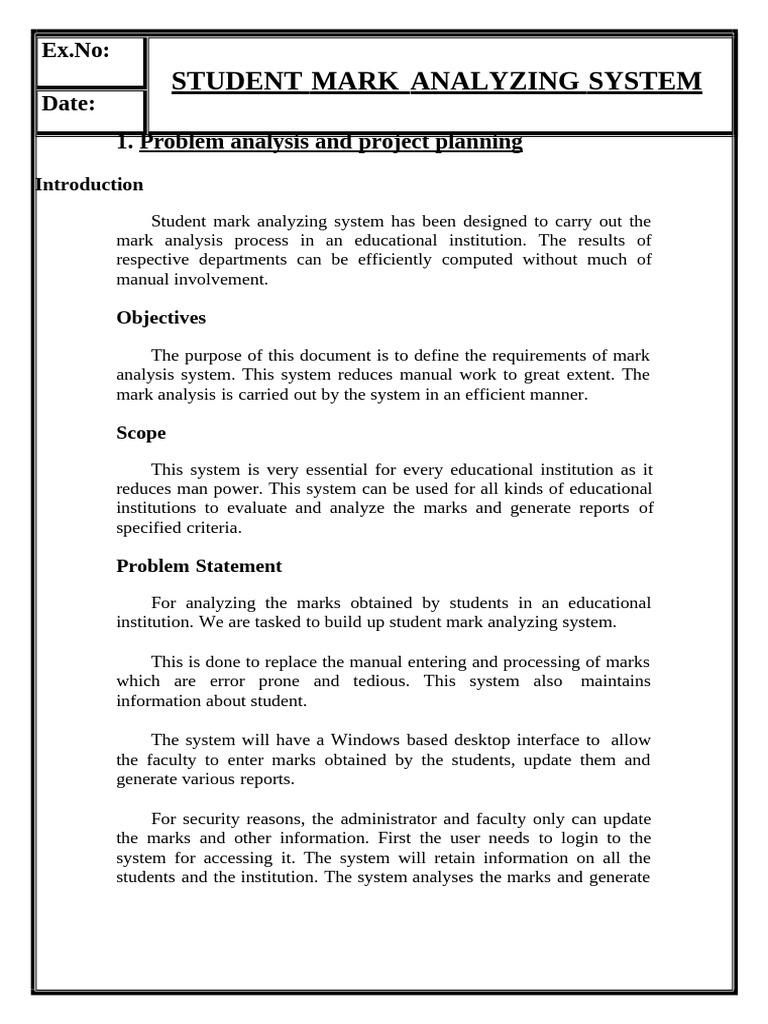 Exp-2 - STUDENT MARK ANALYZING SYSTEM | PDF | Use Case | User (Computing)