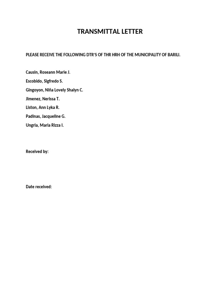 Transmittal Letter | PDF