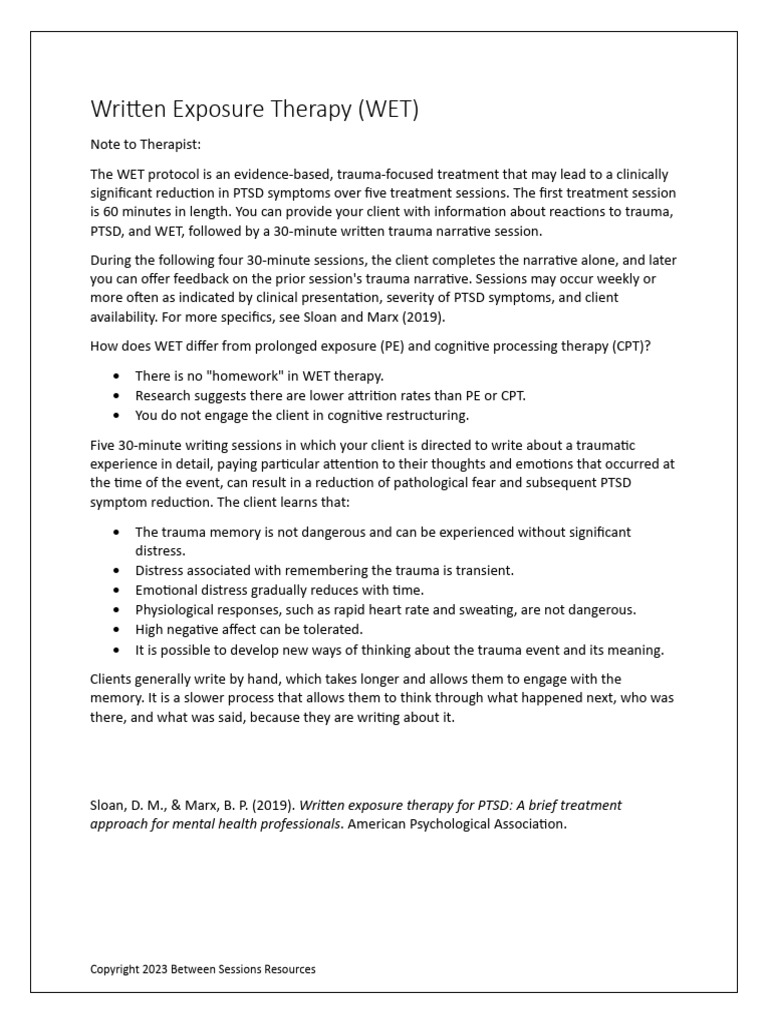 written exposure guide | PDF | Psychological Trauma | Behavioural Sciences