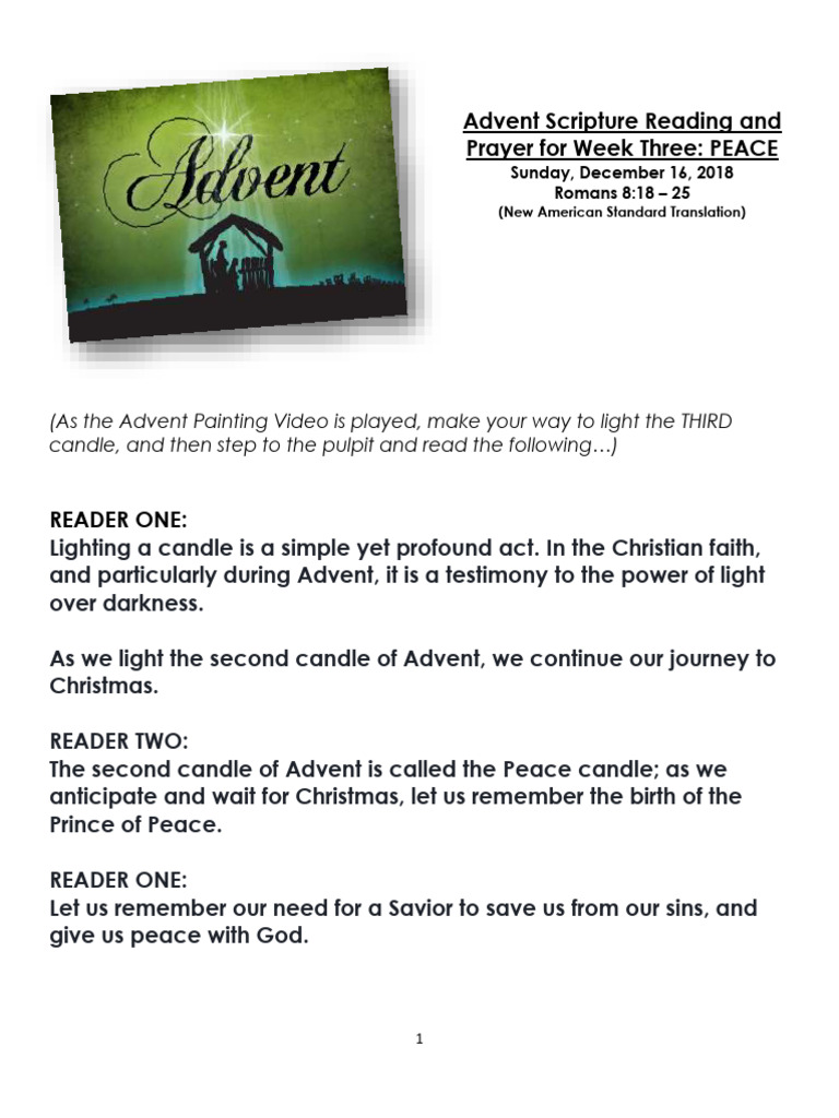 Advent Scripture Reading and Prayer for Week Three 2018 | PDF | Advent ...