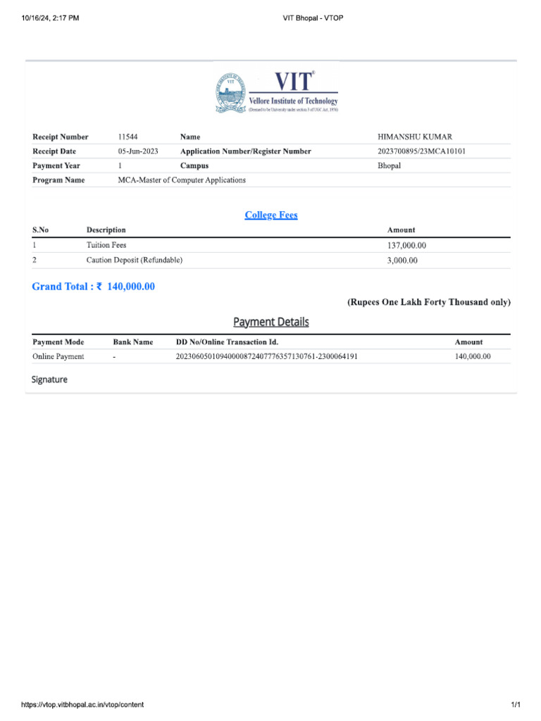 first year fees | PDF