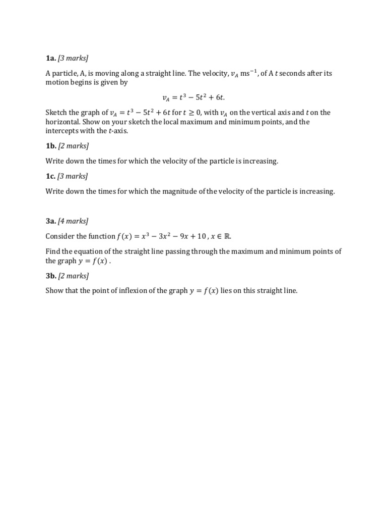 First&Second Derivative Tests Paper2 | PDF | Velocity | Acceleration