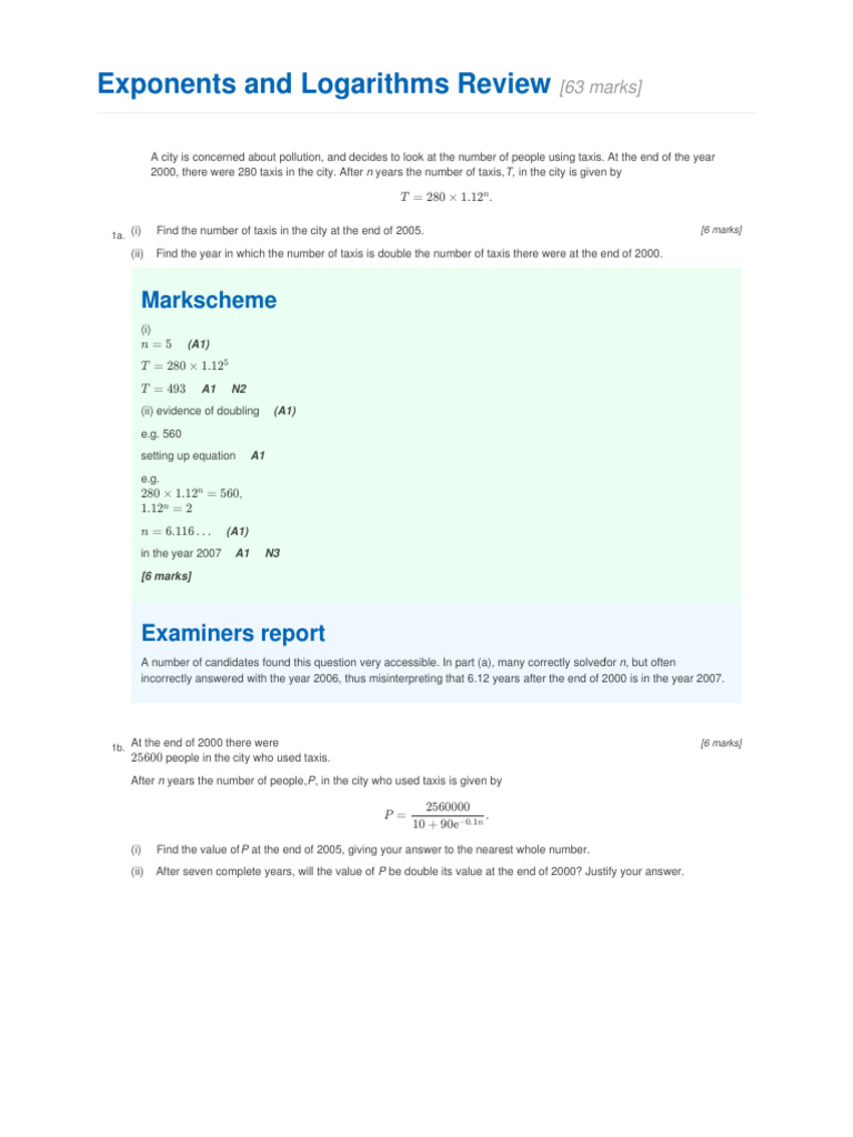 Exponents and Logarithms-Answers | PDF | Function (Mathematics) | Logarithm