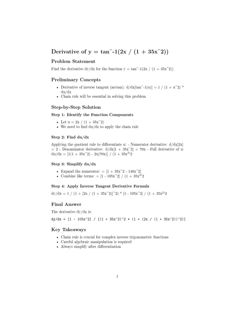 Arctan Derivative | PDF
