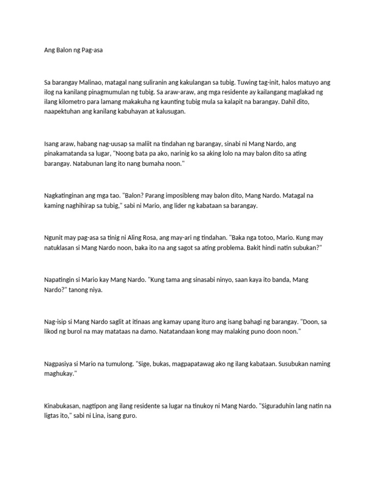 Ang Balon NG Pag-Asa | PDF