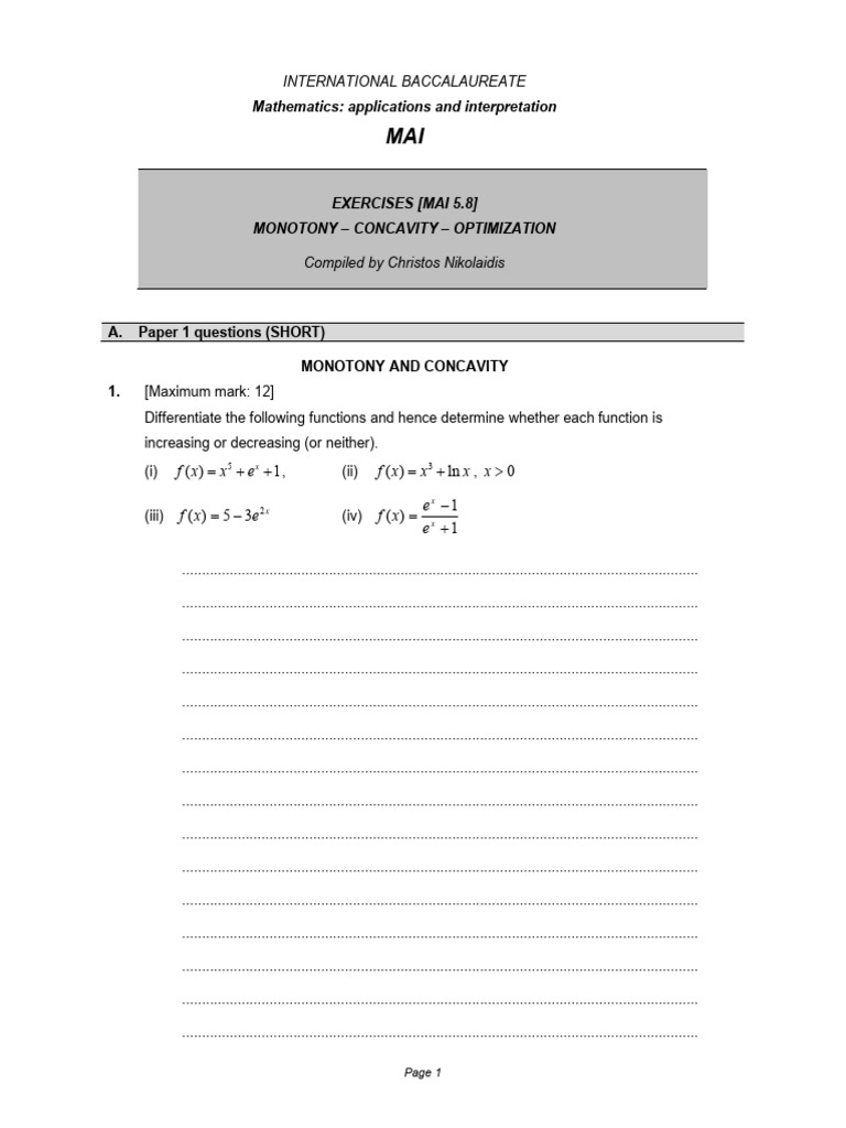 (Mai 5.8) Monotony - Concavity - Optimization | PDF | Mathematics | Mathematical Analysis
