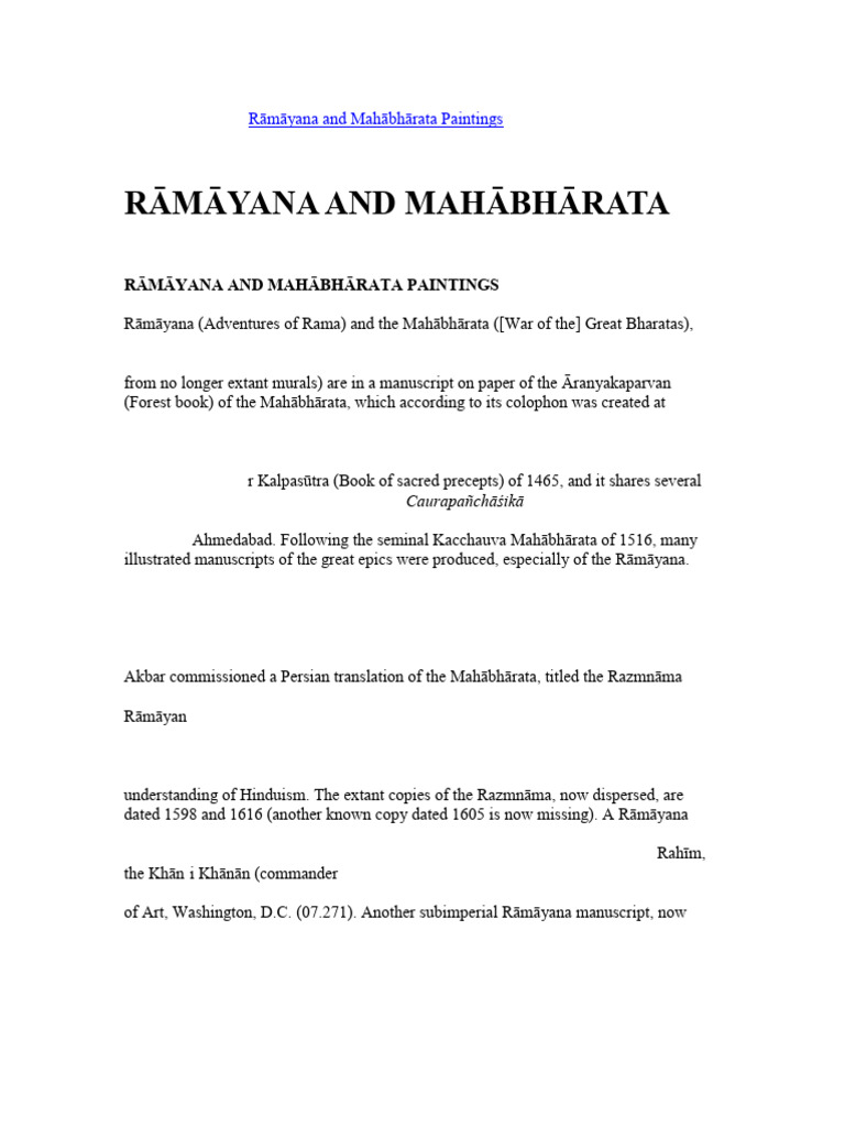 Rāmāyana and Mahābhārata Manuscripts | PDF | Ramayana | Mahabharata