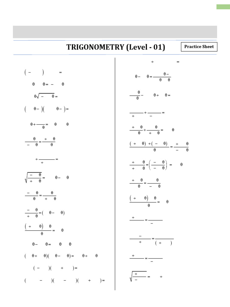 Trigonometry - Practice Sheet (Level 1) - Udaan 2025 | PDF ...