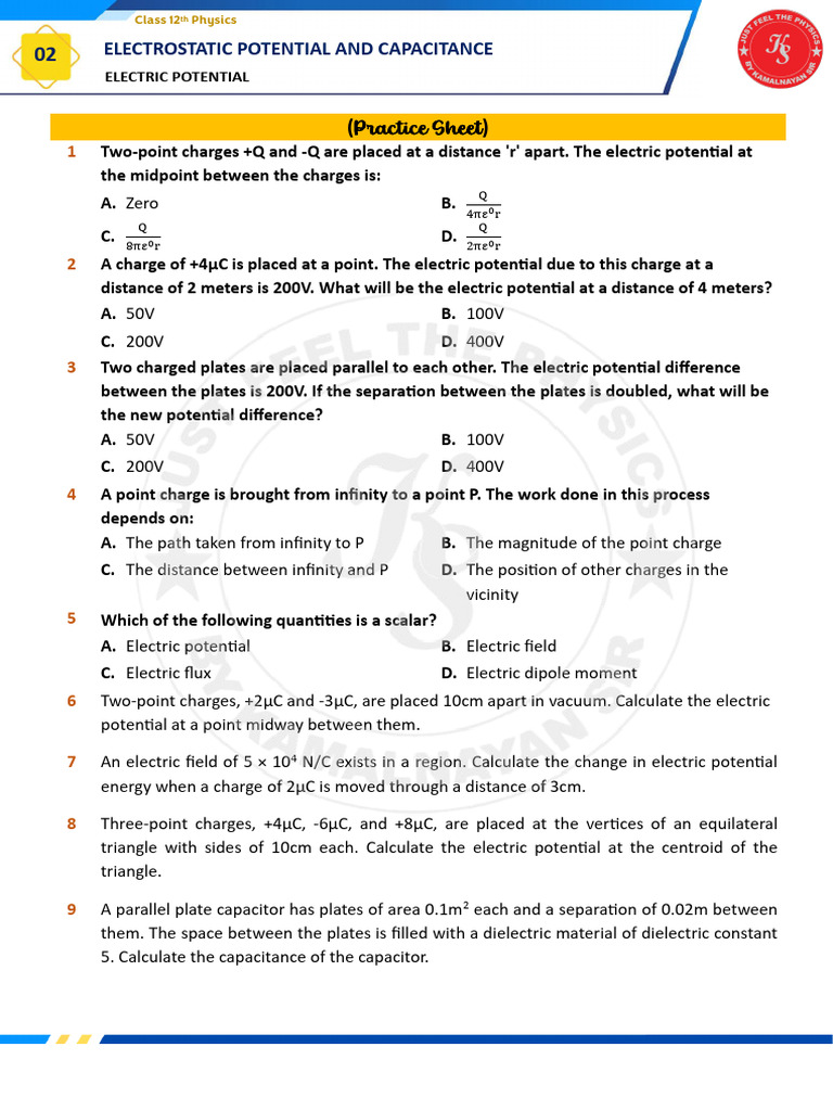 1. Electric Potential | PDF | Capacitance | Capacitor