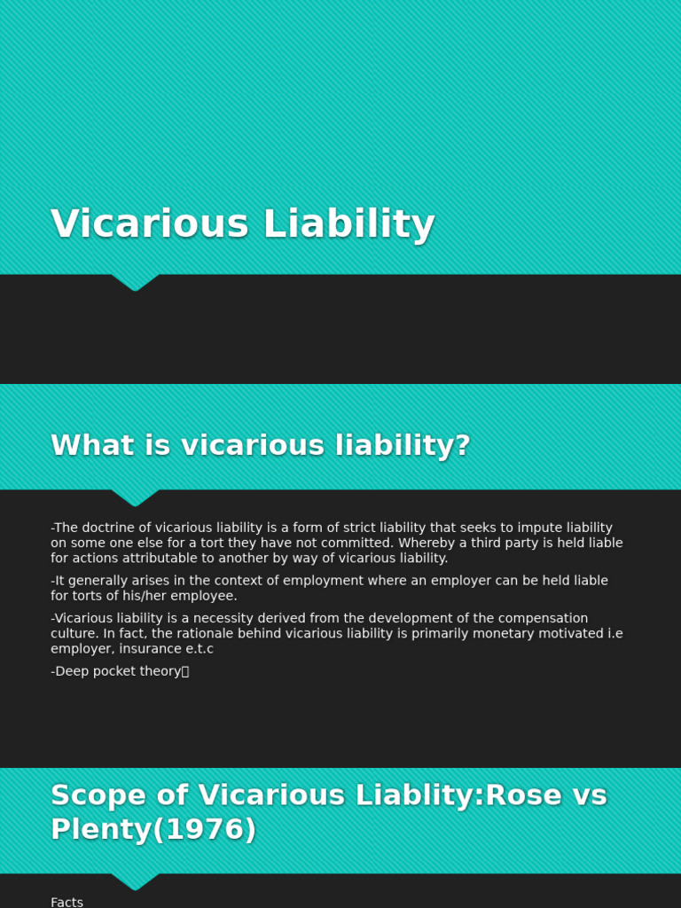 Vicarious Liability | PDF | Legal Liability | Vicarious Liability