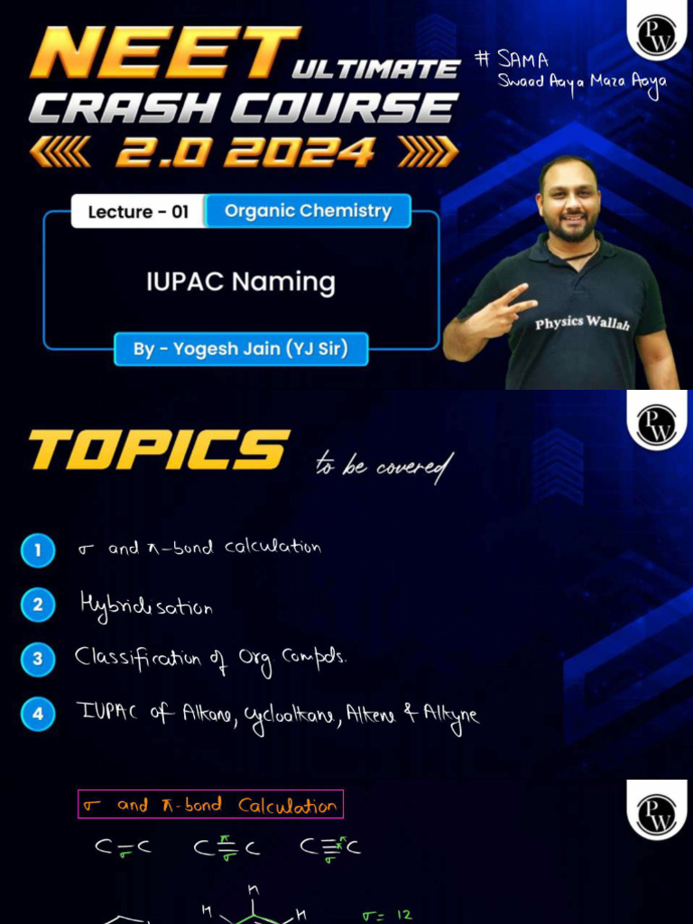 IUPAC Naming 01 Class Notes NEET Ultimate Crash Course | PDF
