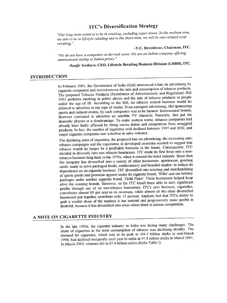 05 ITC's Diversification Strategy | PDF | Cigarette | Advertising
