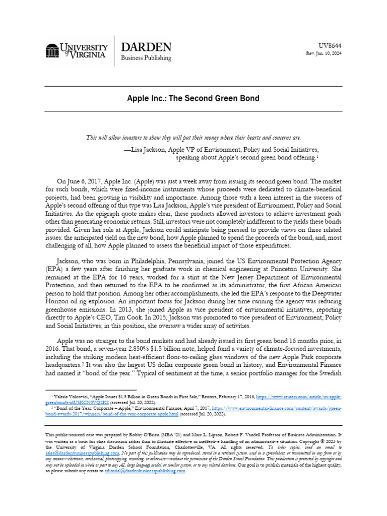 Case - Applie Inc - The Second Green Bond | PDF | Bonds (Finance ...