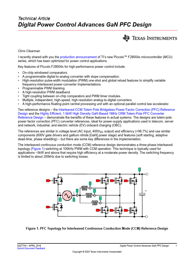 Digital Power Control Advances GaN PFC Design - sszt744 - Ti | PDF | Electronics | Electricity