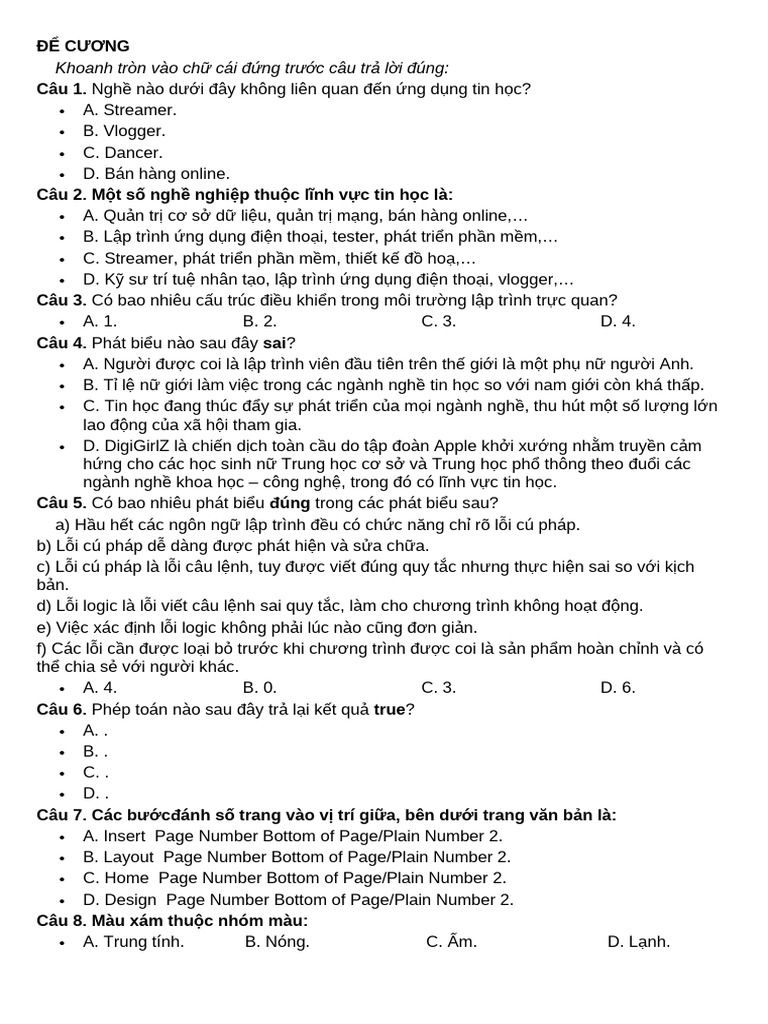 Bản Sao de Cuong Tin 8 Cuoi Hk2 | PDF