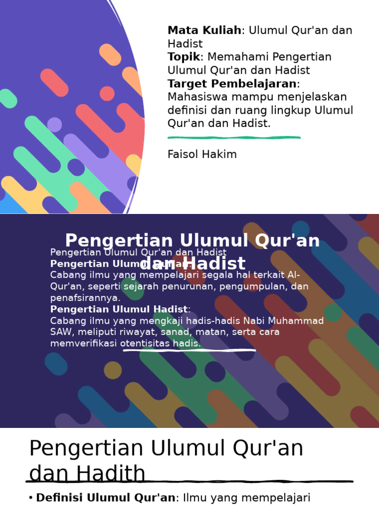 Ulumul Qur'an Dan Hadis 1 PAI Eks | PDF