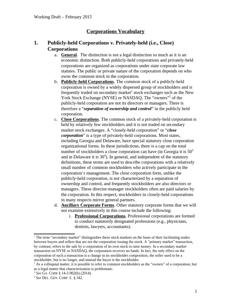 Corporations Vocabulary & Overview | PDF | Corporations | Stocks