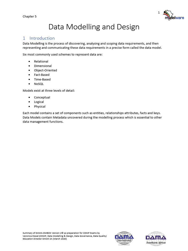 Chapter 5 DATA MODELLING AND DESIGN | PDF | Data Model | Conceptual Model