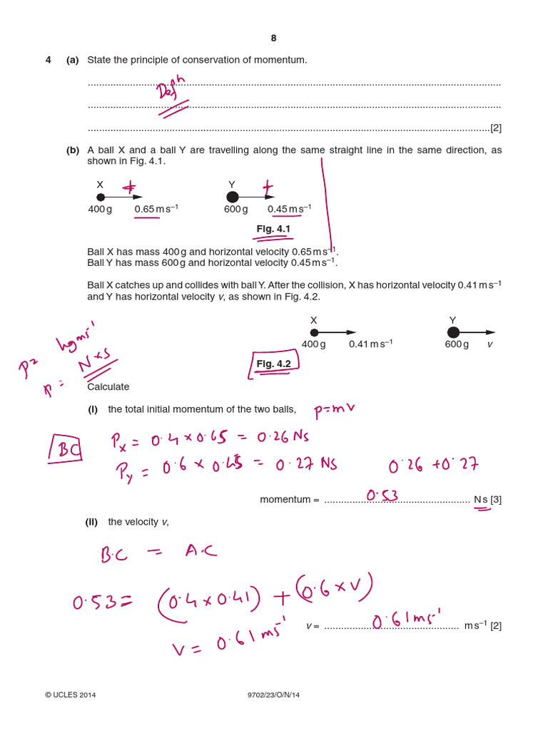 Grade 11 Worksheet On Momentum 22nd Aug 2023 MS | PDF | Momentum ...