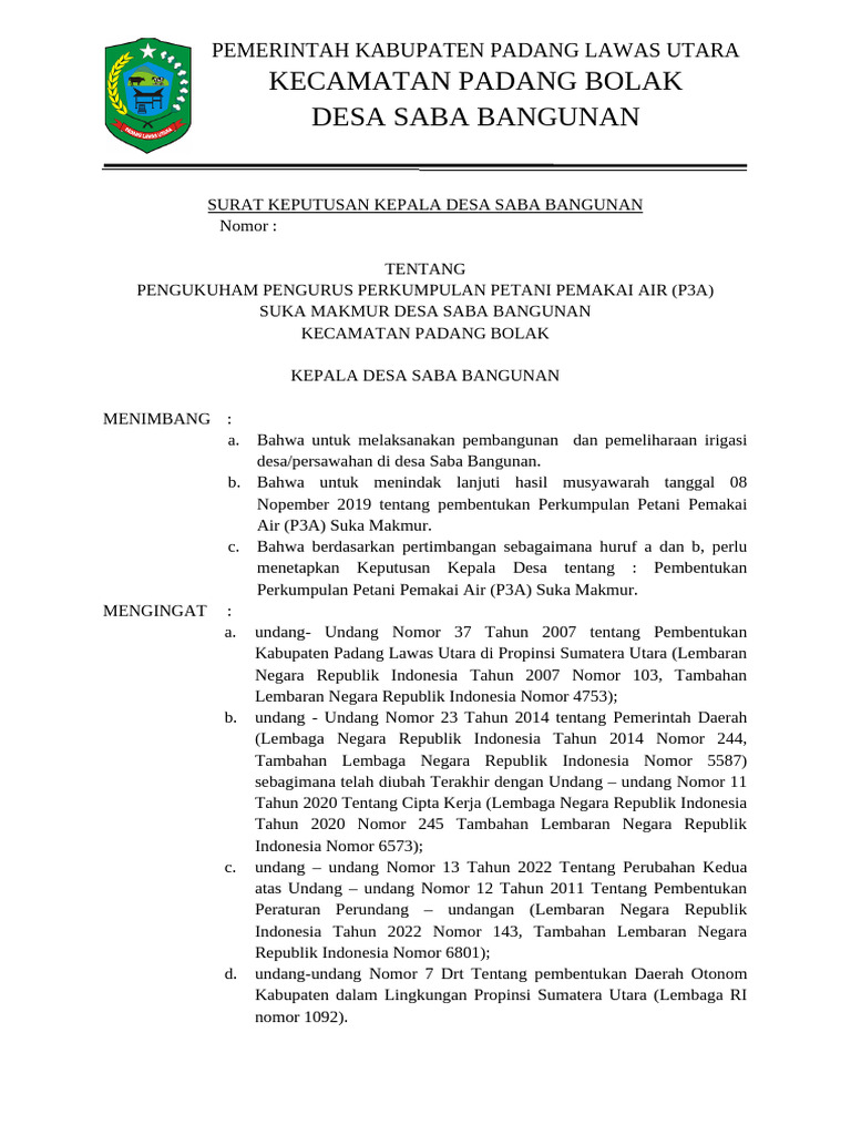 SK Pembentukan P3A | PDF