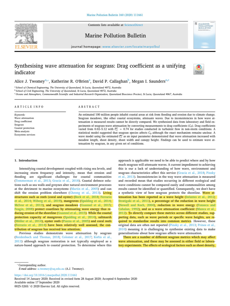 Alice Twomey Synthesising - Wave - Attenuation - For - Seagra | PDF ...